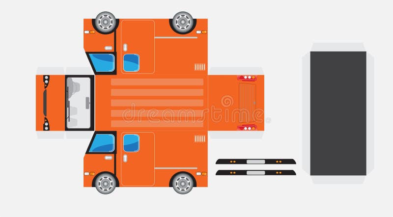 PaperModel Cut and Glue of Cargo Van Stock Vector - Illustration of ...