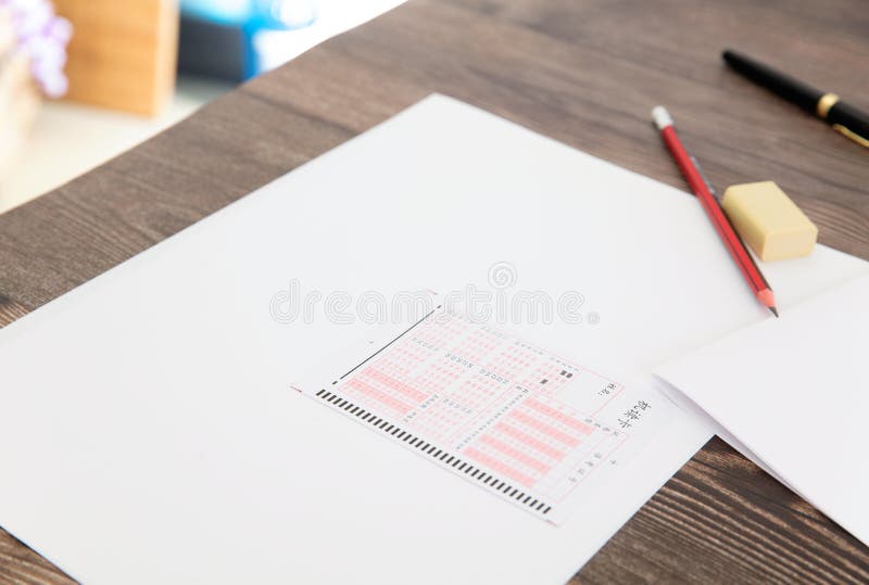 The Papers and Answer Cards on the Desk Stock Image - Image of still ...