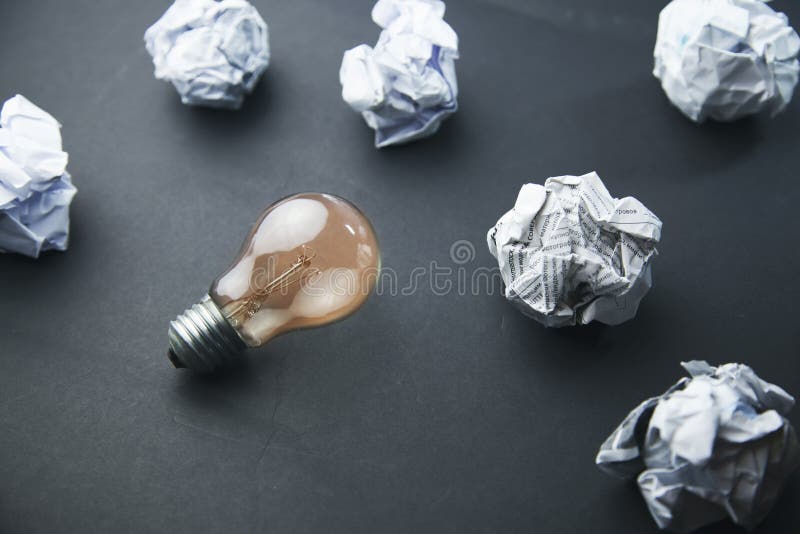 Papers and bulb stock photo. Image of great, clever, crowd - 84829968