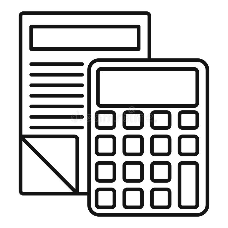 Papers Calculator Icon, Outline Style Stock Vector - Illustration of ...
