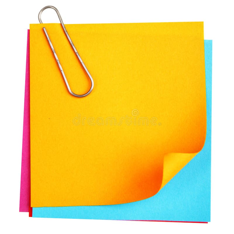 Orange Post-it Notes with a Bent Corner on White Stock Photo - Image of ...