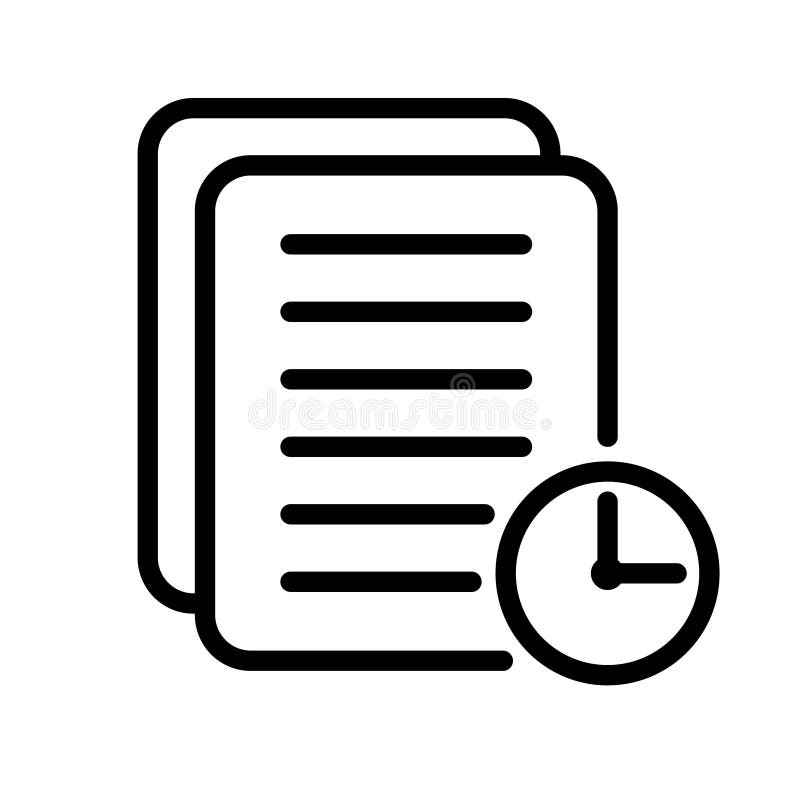 Papers, Document with Clock Vector Icon. Stock Vector - Illustration of ...