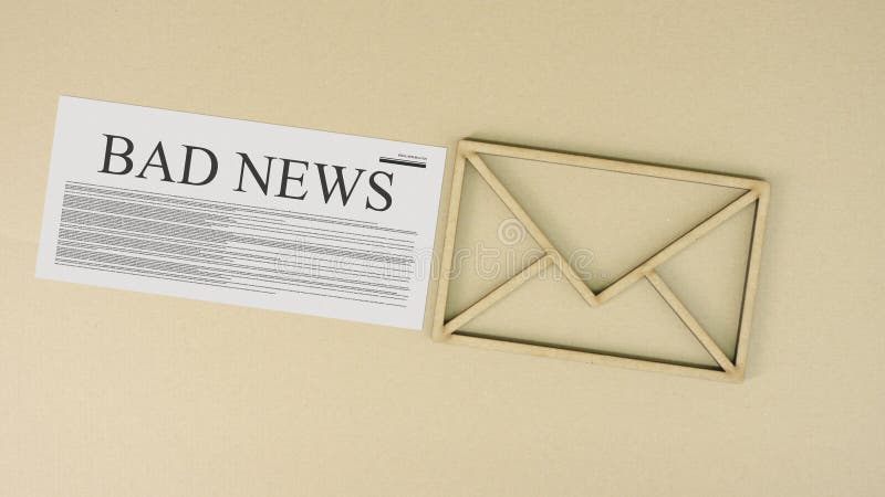 Bad News Papers and the Envelope Icon on Cardboard Background Stock ...