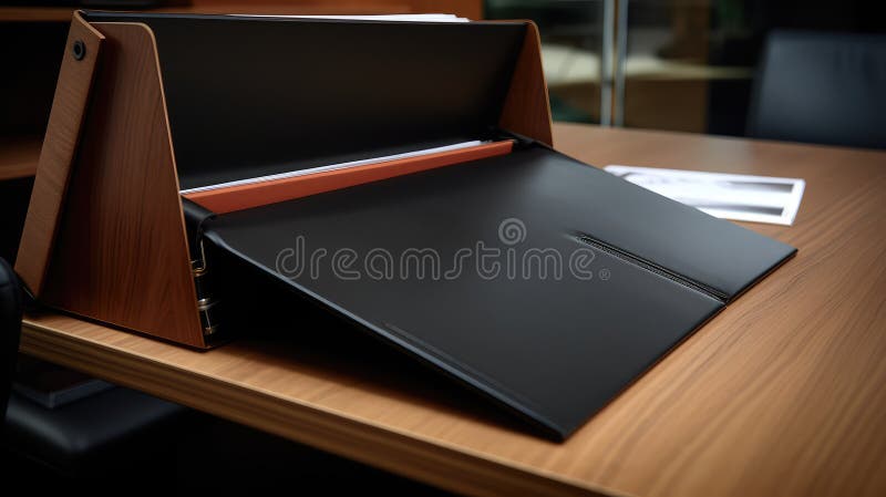 Papers folder on desk stock illustration. Illustration of folder ...