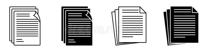 Papers Icons Versions Set in Black Flat and Line Style Stock Vector ...