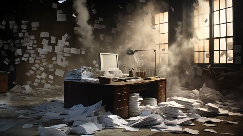 Papers and Other Papers Scattered Everywhere Around a Messy Desk in the ...