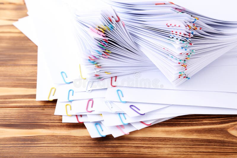Papers with paperclips stock image. Image of book, colourful - 95387969