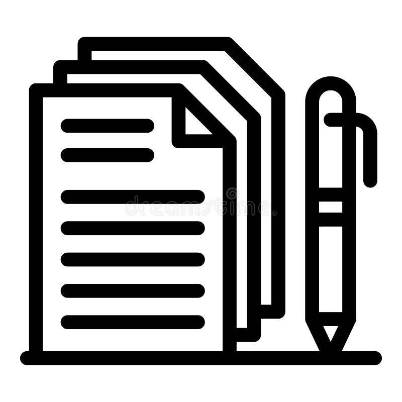 Papers Pen Icon, Outline Style Stock Vector - Illustration of contract ...