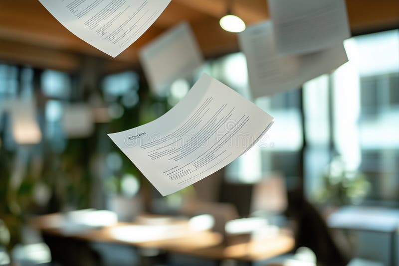 Papers Scattering in a Modern Office Space during a Busy Workday As ...