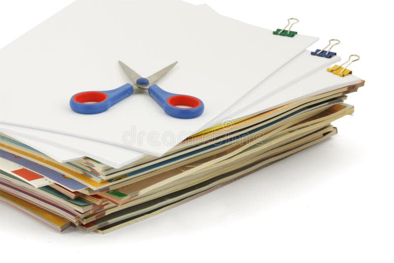 Papers with scissors stock image. Image of papers, work - 7730321