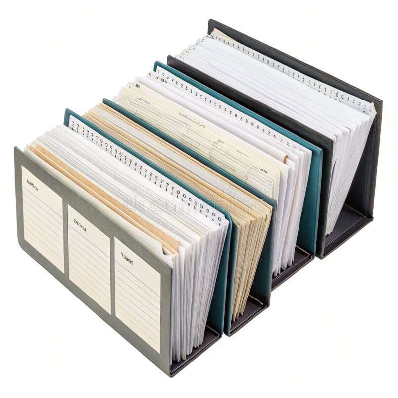 Papers in Separate Folders Isolated on White Background Stock ...