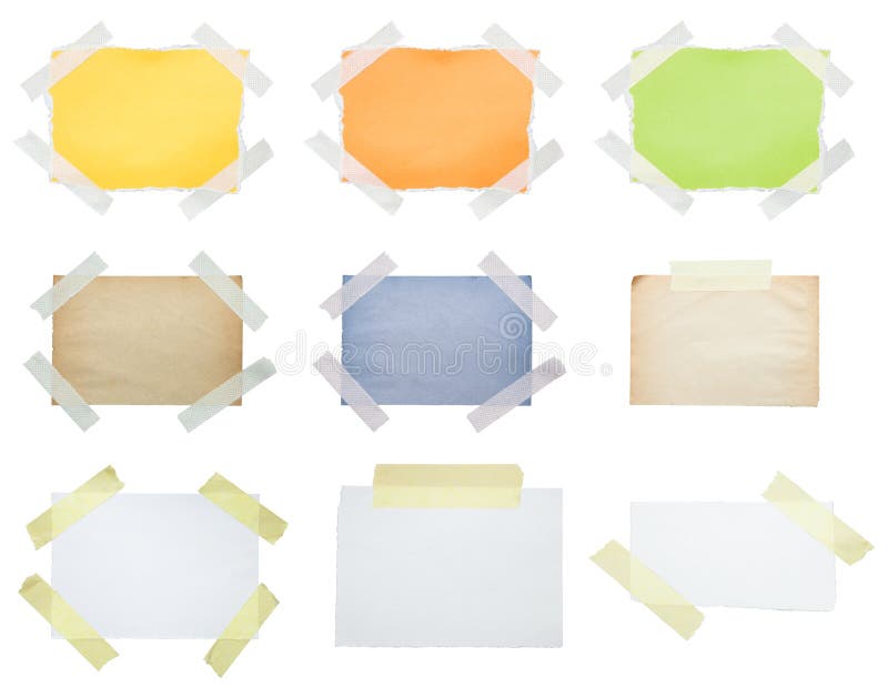 Papers taped to white stock photo. Image of note, paper - 13227642