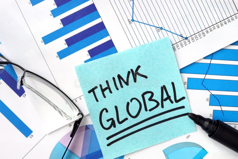 Think global stock photo. Image of hand, white, trade - 37086608