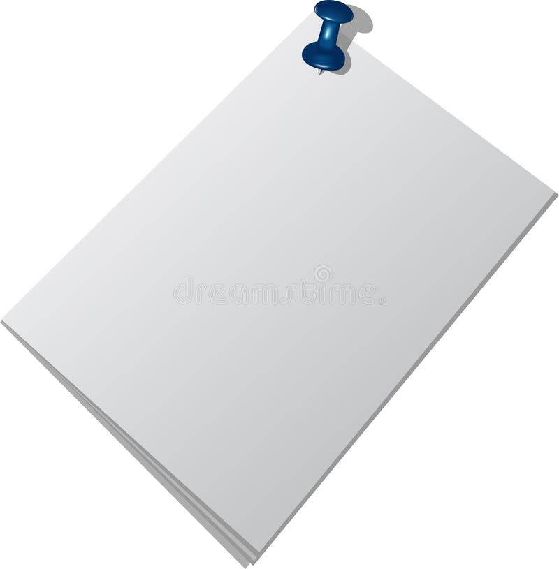 Vector Image of the Pile of White Paper Sheets with the Blue Pin. Stock ...