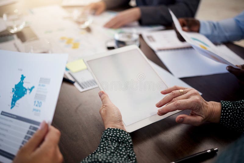 Paperwork, Business People and Tablet with Copy Space for Planning a ...