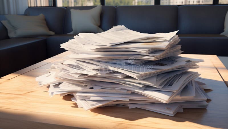 Office Paperwork Business Pile Stacked Paper Stock Illustration ...