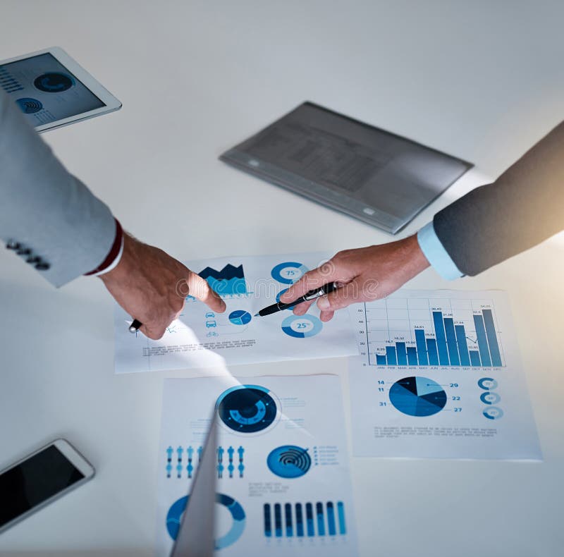 Paperwork, Data Analysis and Hands of Business People in Office with ...