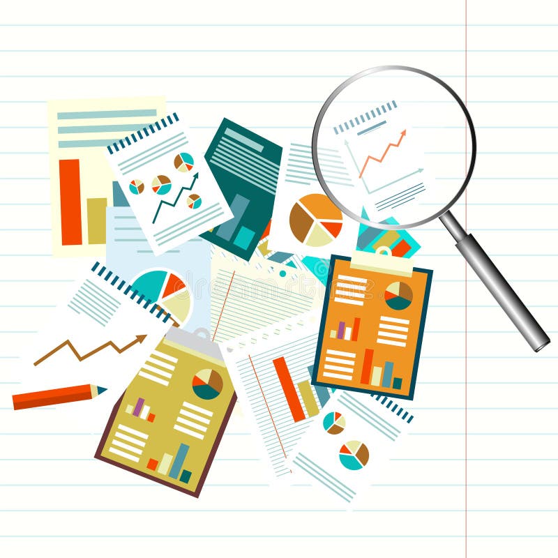 Paperwork Design with Graphs and Reports on Empty Lined Paper and ...