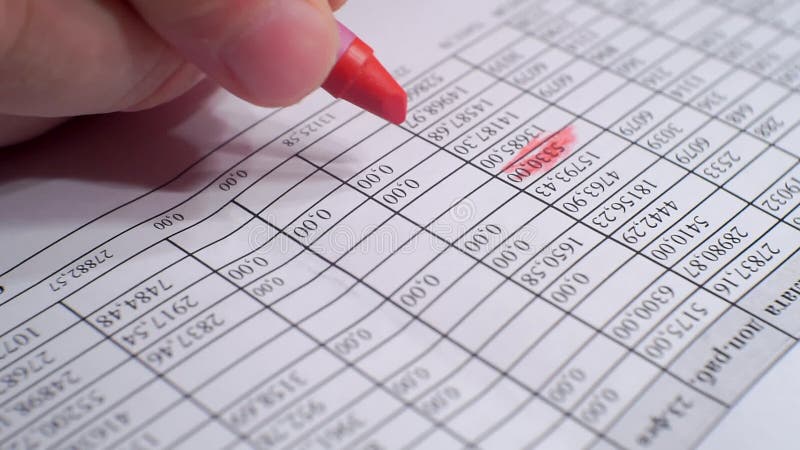 Paperwork.Hand Makes Notes with Red Marker on a Sheet of Paper.Close-up ...