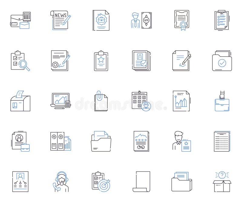Paperwork Handling Line Icons Collection. Filing, Organization, Sorting ...