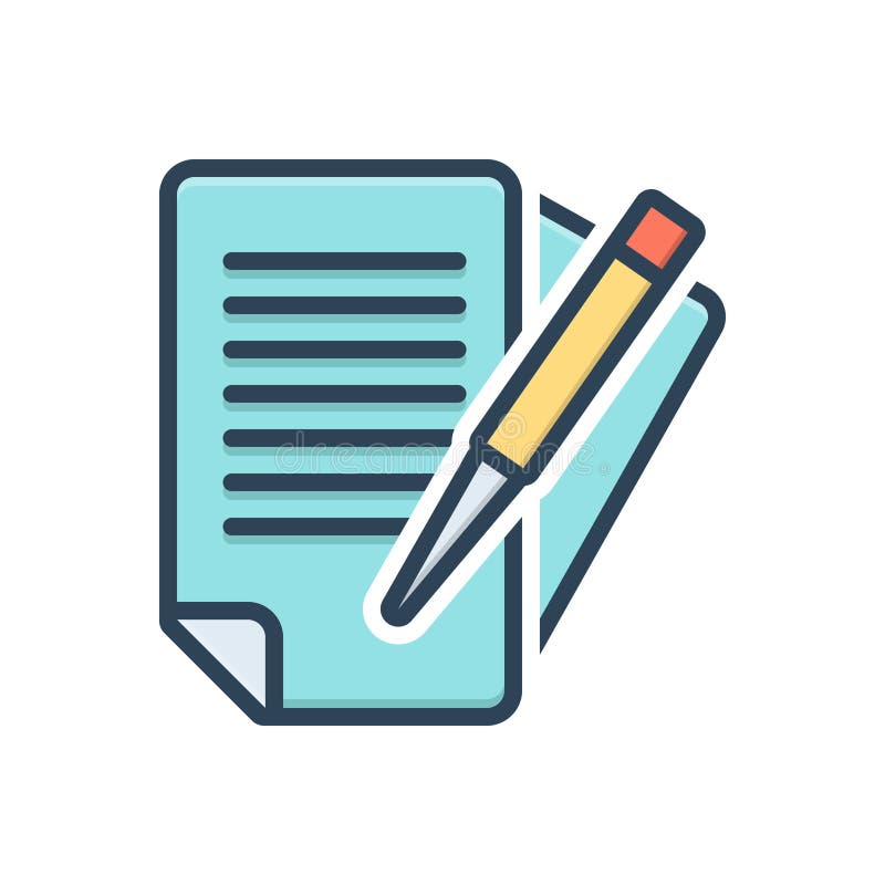 Color Illustration Icon for Paperwork, Education and Pen Stock ...