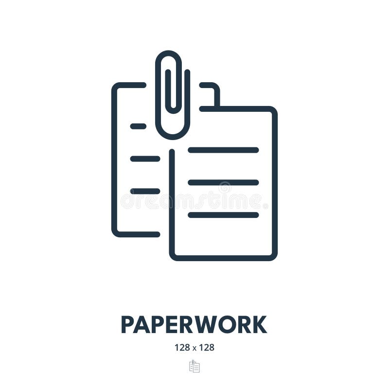 Paperwork Icon. Document, Paper Clip, Documentation. Editable Stroke ...