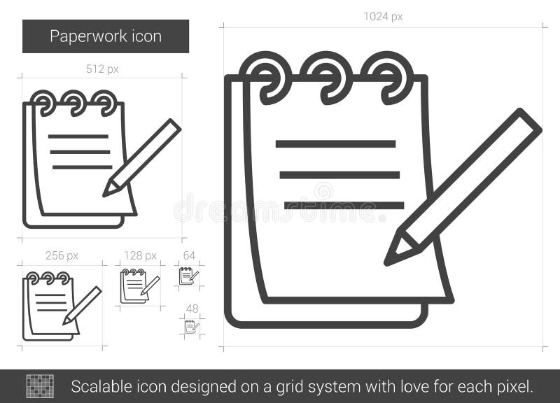 Paperwork line icon. stock vector. Illustration of notepad - 94419919