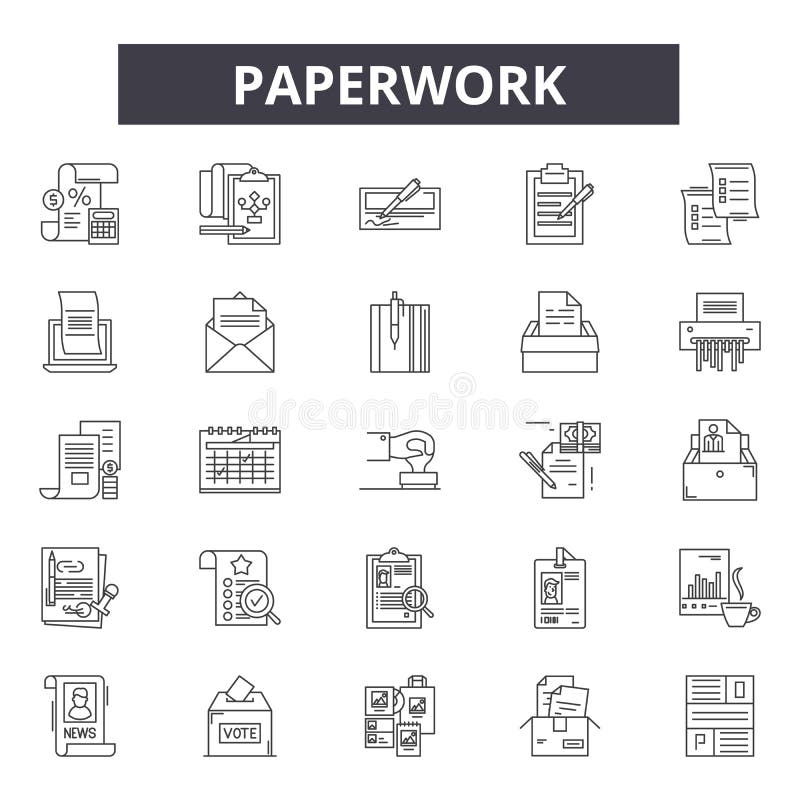 Paperwork Line Icons, Signs, Vector Set, Linear Concept, Outline ...