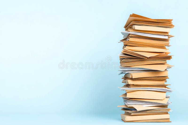 Paperwork Old Document White Background Large Pile Waste Paper Stock ...