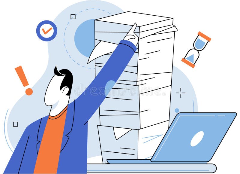 Paperwork. the Paperwork on Desk Keeps Growing. Hours are Spent Dealing ...