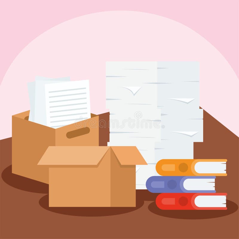 Paperwork piles poster stock illustration. Illustration of information ...