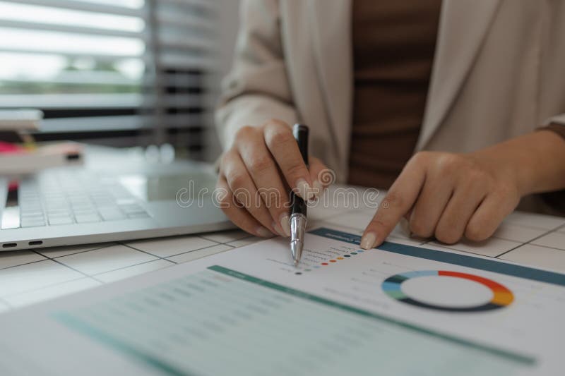 Paperwork and Report with Businesswoman at Work in Office, Computer ...
