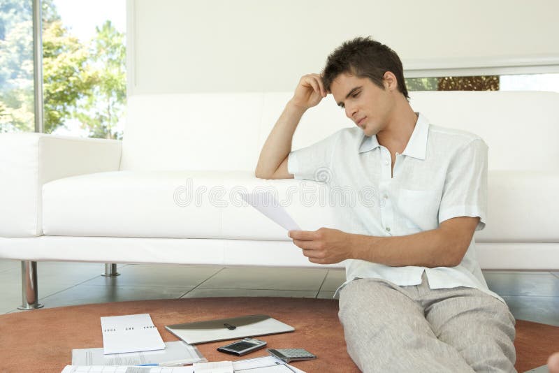 With Paperwork Sitting on Floor Stock Photo - Image of invoices ...