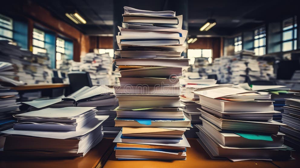 Paperwork Stack of Office Papers Stock Illustration - Illustration of ...