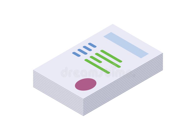 Paperwork Stack. Simple Flat Illustration in Isometric View. Stock ...