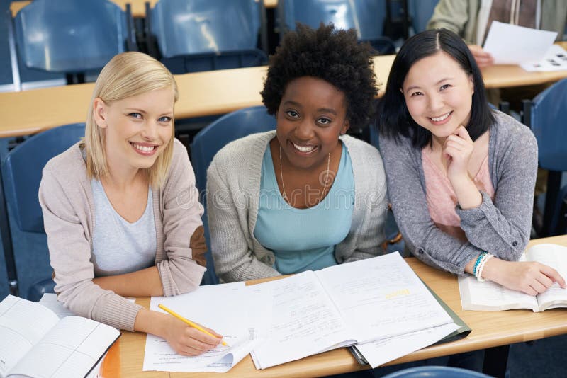 Paperwork, Students or Portrait of Women in Library for Education ...