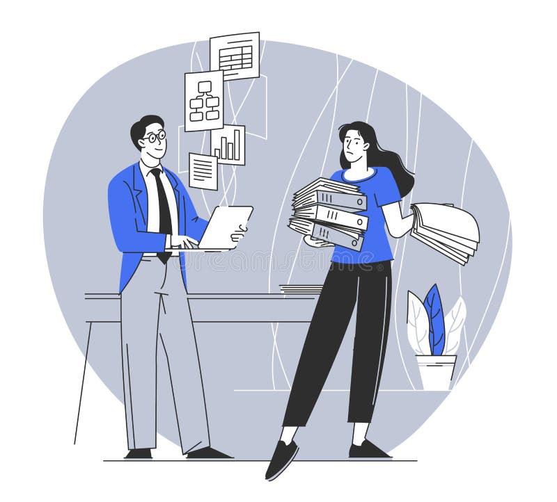 Paperwork Vs Electronic Documents. Stock Vector - Illustration of ...