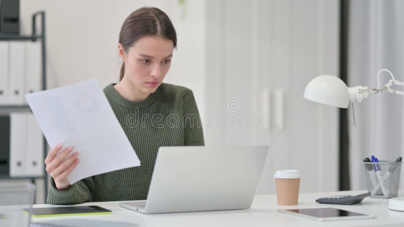 Paperwork by Young Woman at Work Stock Image - Image of creativity ...