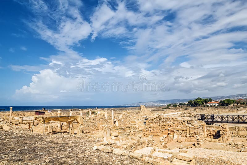 Paphos Archeological Park Landscape Stock Photo - Image of bricks ...