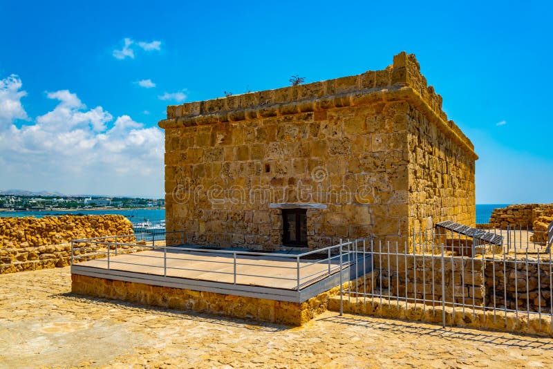Paphos castle on Cyprus stock image. Image of harbour - 206110335