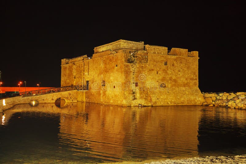 Paphos Castle at Night, Cyprus Stock Image - Image of dusk, brick: 60224953