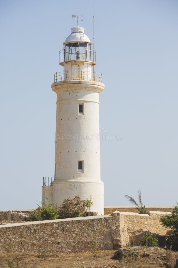 The Paphos Lighthouse. Cyprus Landmark Stock Photo - Image of park ...
