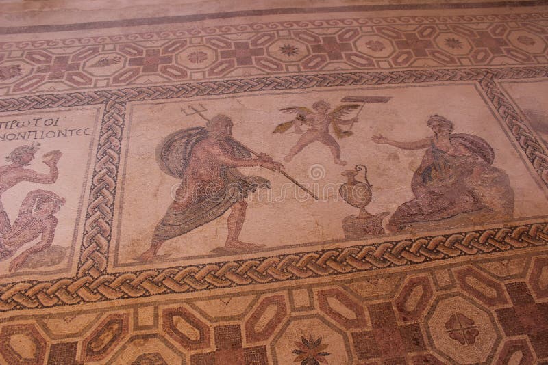Paphos mosaic stock image. Image of europe, mediterranean - 83637491