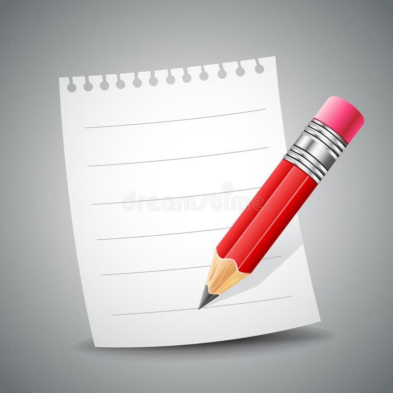 Papier et crayon illustration de vecteur. Illustration du école - 24812312