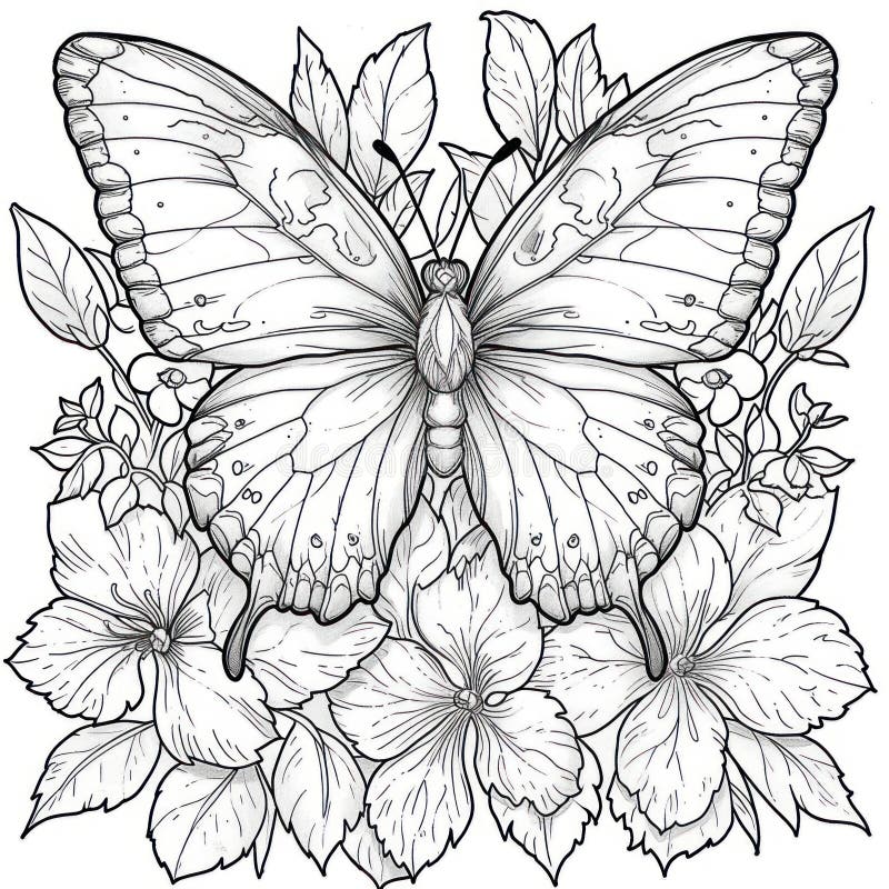 Papillon Drawing Coloring Book Page Stock Illustration - Illustration ...