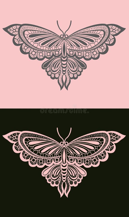 Papillon rose illustration de vecteur. Illustration du henné - 59978920