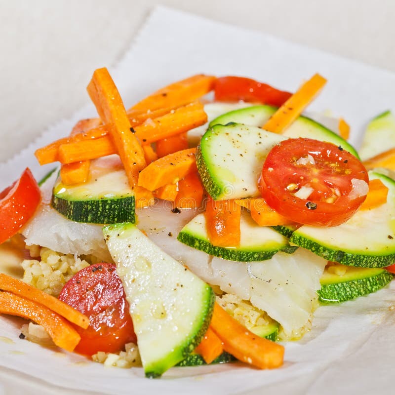 Papillote - Hake Fish Ready To Be Cooked Stock Image - Image of herb ...
