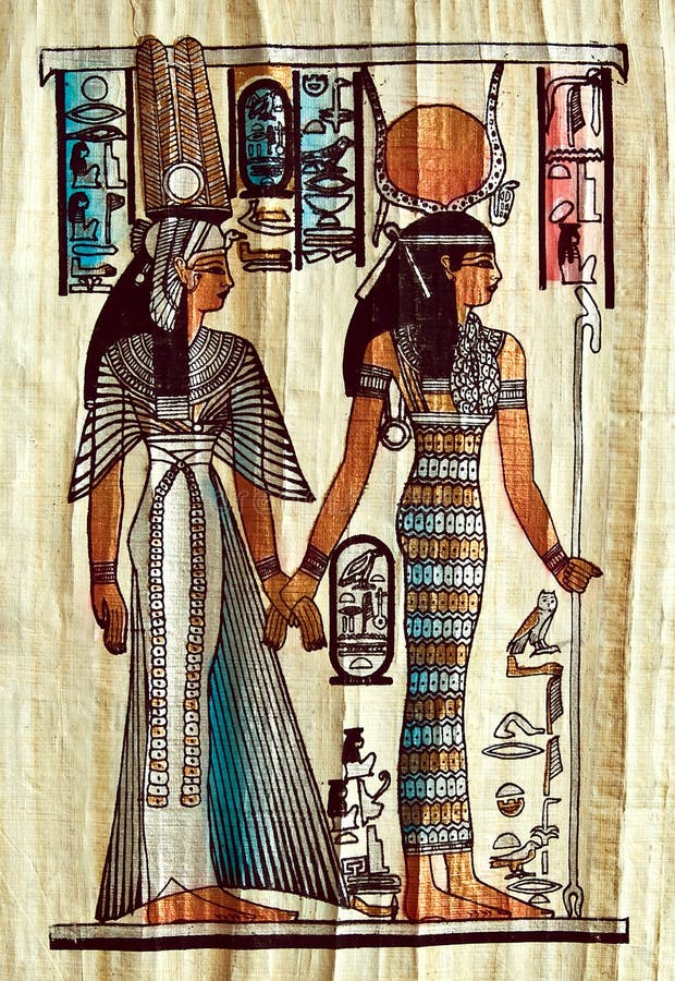 Rainha Cleopatra no papiro foto de stock. Imagem de papel - 4052746