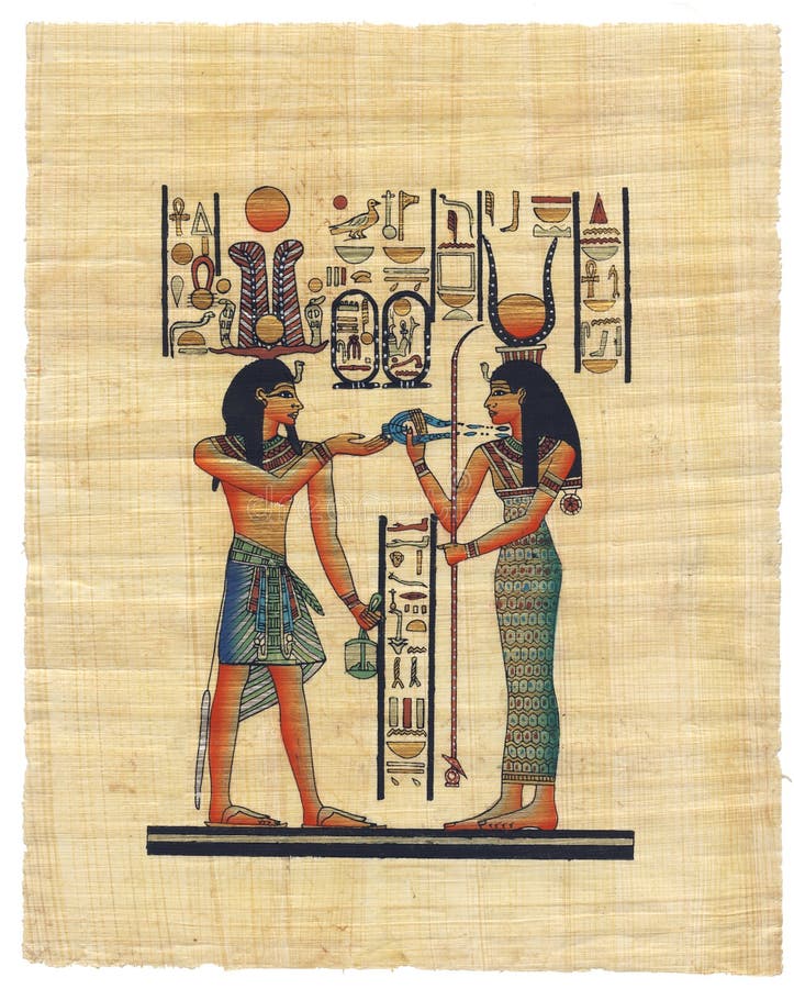 Papiro Con Los Elementos De La Historia Antigua Egipcia Ilustración del ...