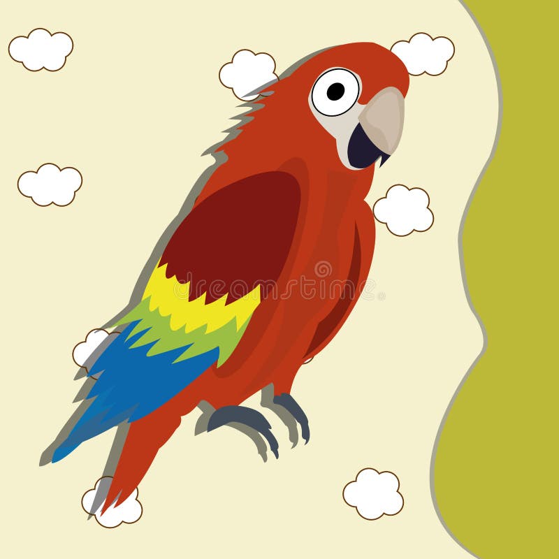 Illustrazione Di Un Pappagallo Verde Sveglio Personaggio Dei Cartoni ...